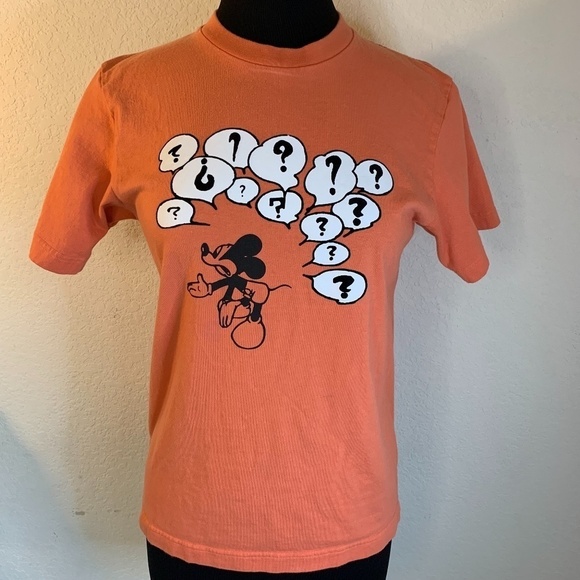 Disney | Tops | Ut Uniqlo Disney Orange Shirt With Black Fuzzy Question ...